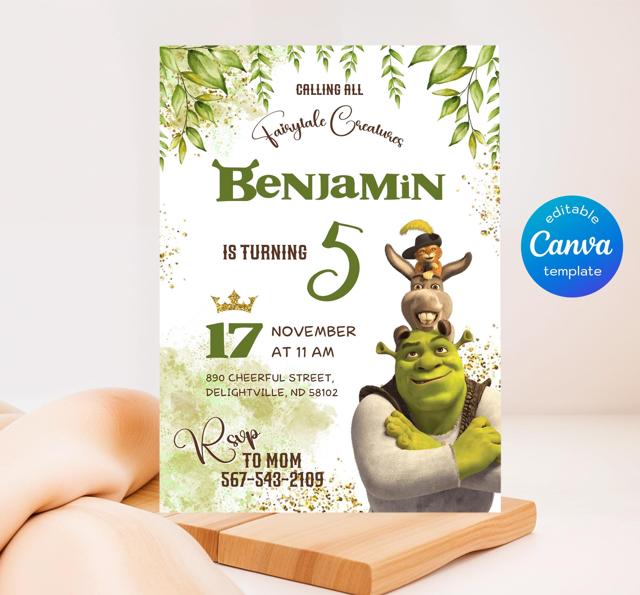 Shrek Birthday Invitation, Printable Shrek Invitation, Fiona Party ...