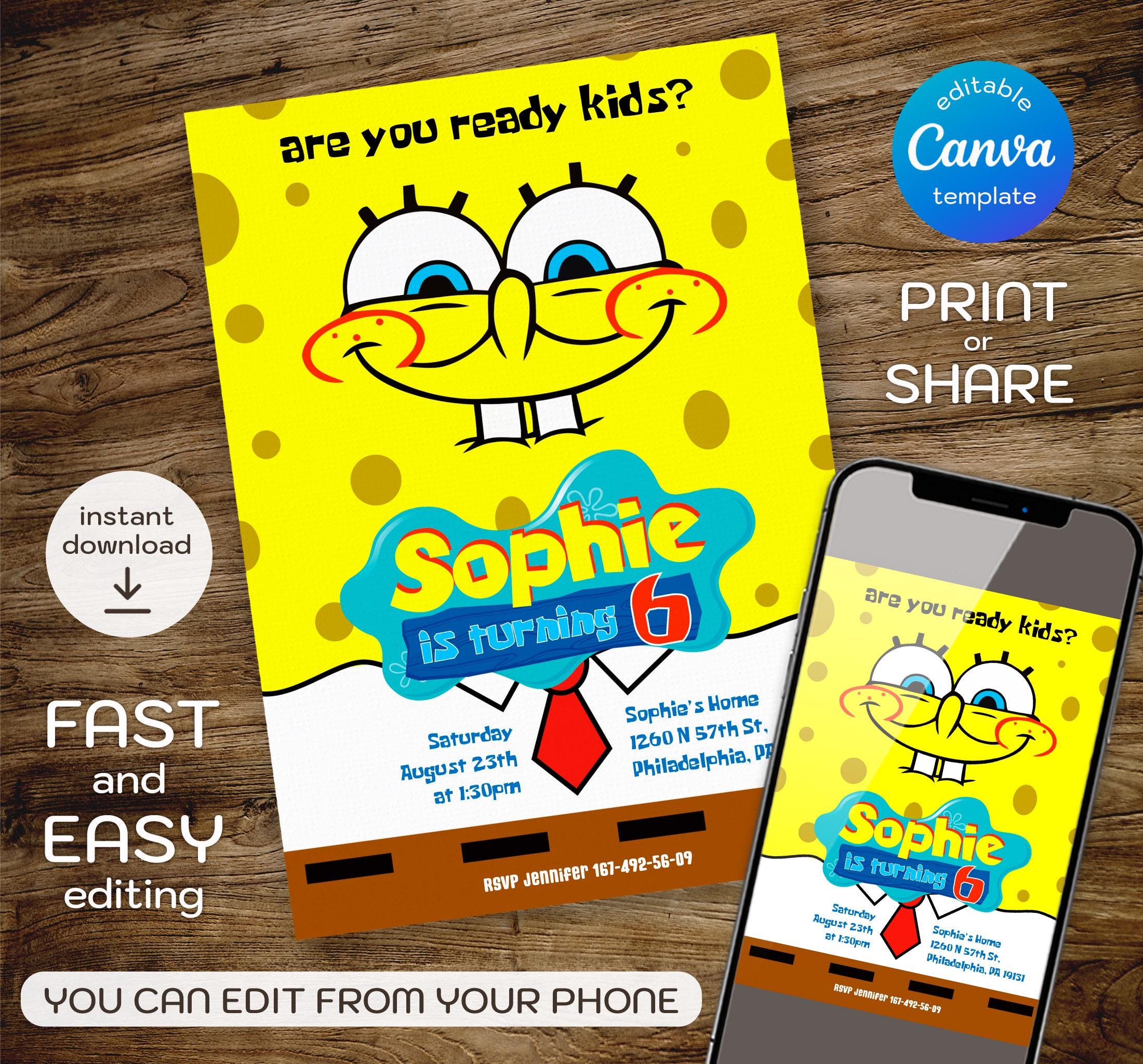 Bob Birthday Invitation, Printable Invitation, Under the Sea Party ...
