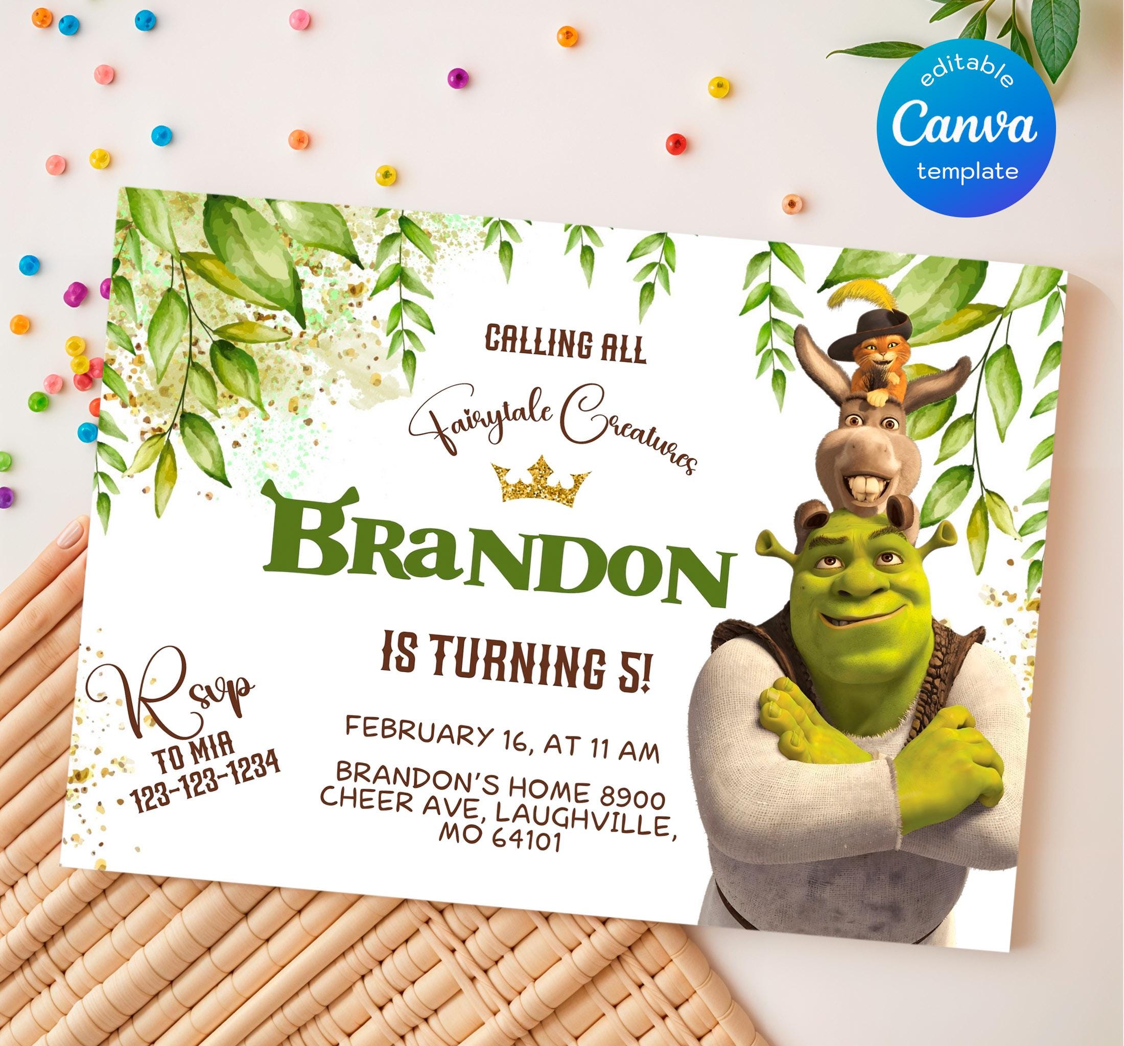 Shrek Birthday Invitation, Printable Shrek Invitation, Fiona Party ...
