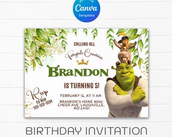 Shrek Birthday Invitation, Printable Shrek Invitation, Fiona Party ...