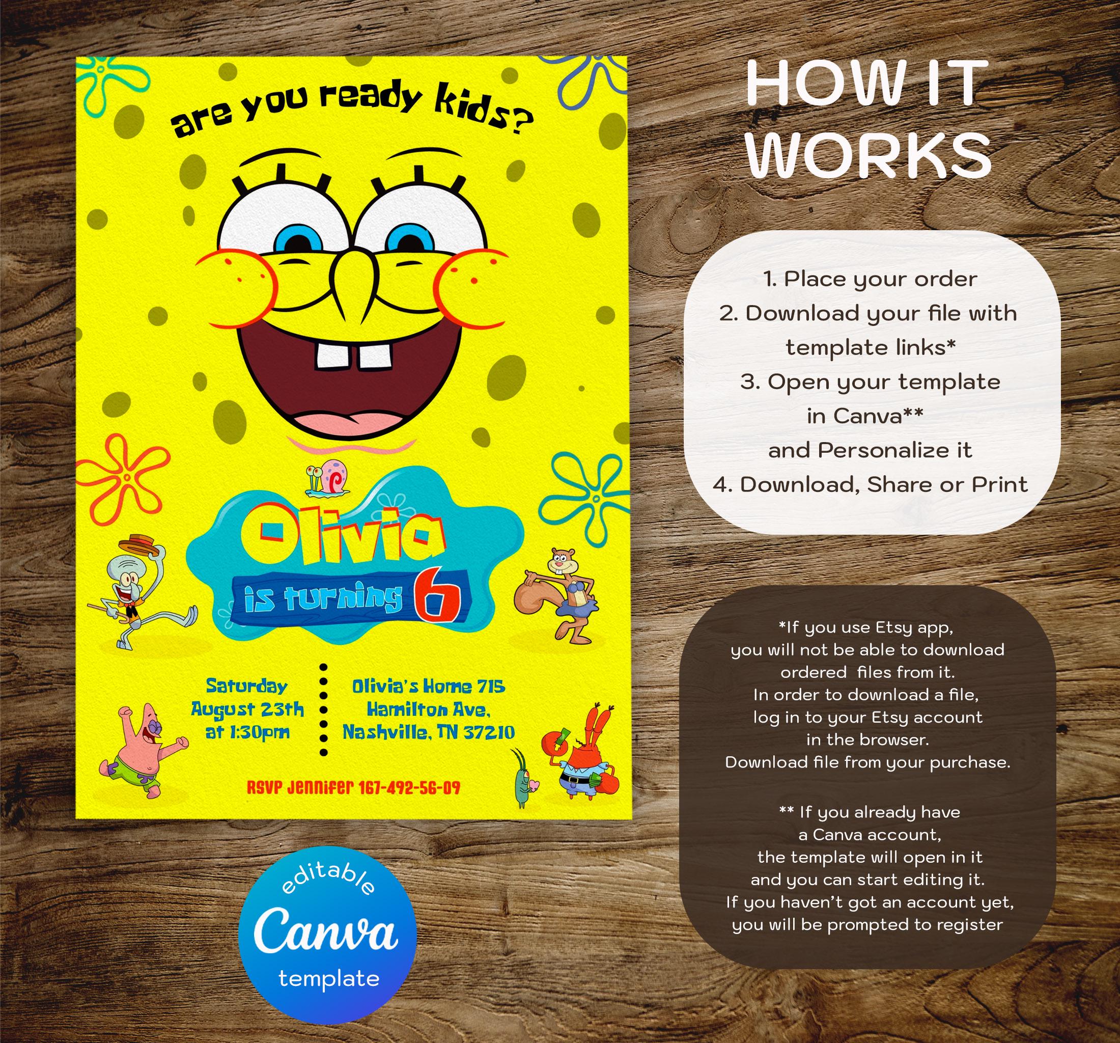 Bob Birthday Invitation, Printable Invitation, Under the Sea Party ...