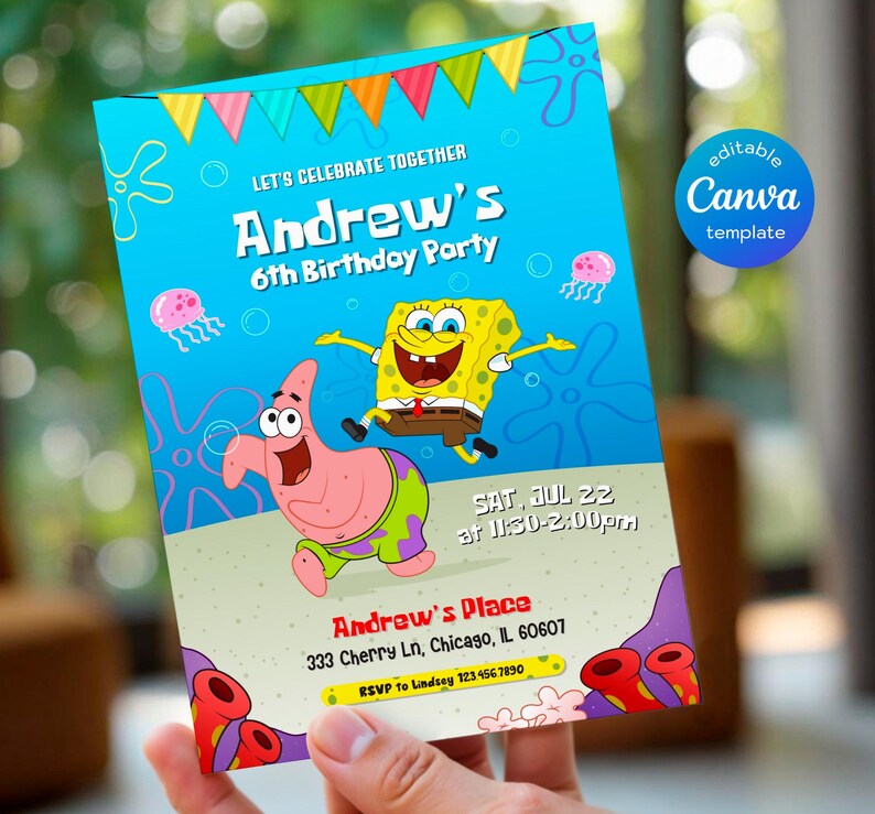 Bob Birthday Invitation, Printable Invitation, Under the Sea Party ...