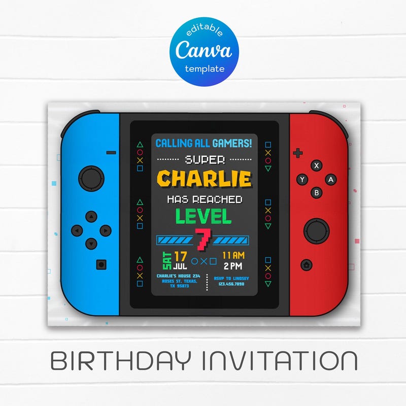 Nintendo Switch Invitation - Etsy