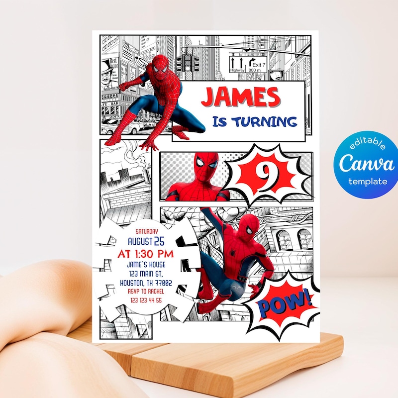 Spiderman Invitation - Etsy