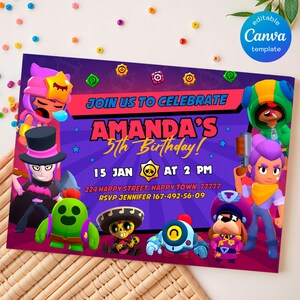 Brawl Stars Invitation, Gamer Invite, Printable Editable Video Game ...
