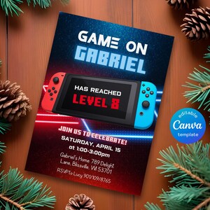 Editable Switch Invite, Printable Gamer Birthday Invitation, Video Game ...