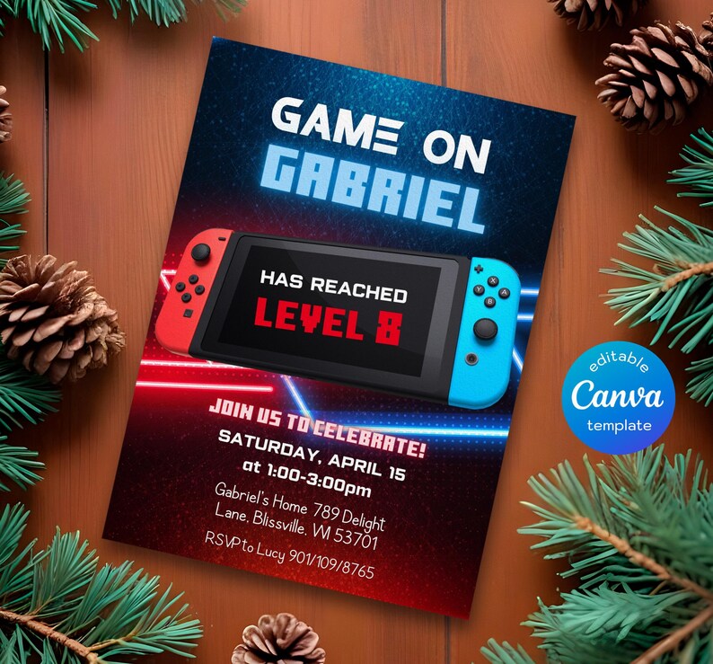 Invitación editable de Switch, invitación de cumpleaños de jugador ...