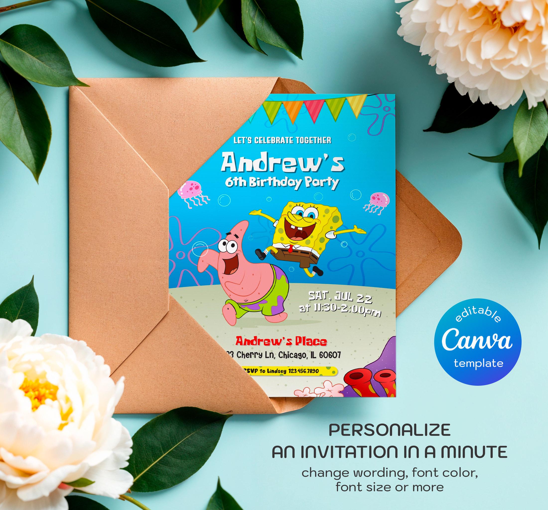 Bob Birthday Invitation, Printable Invitation, Under the Sea Party ...