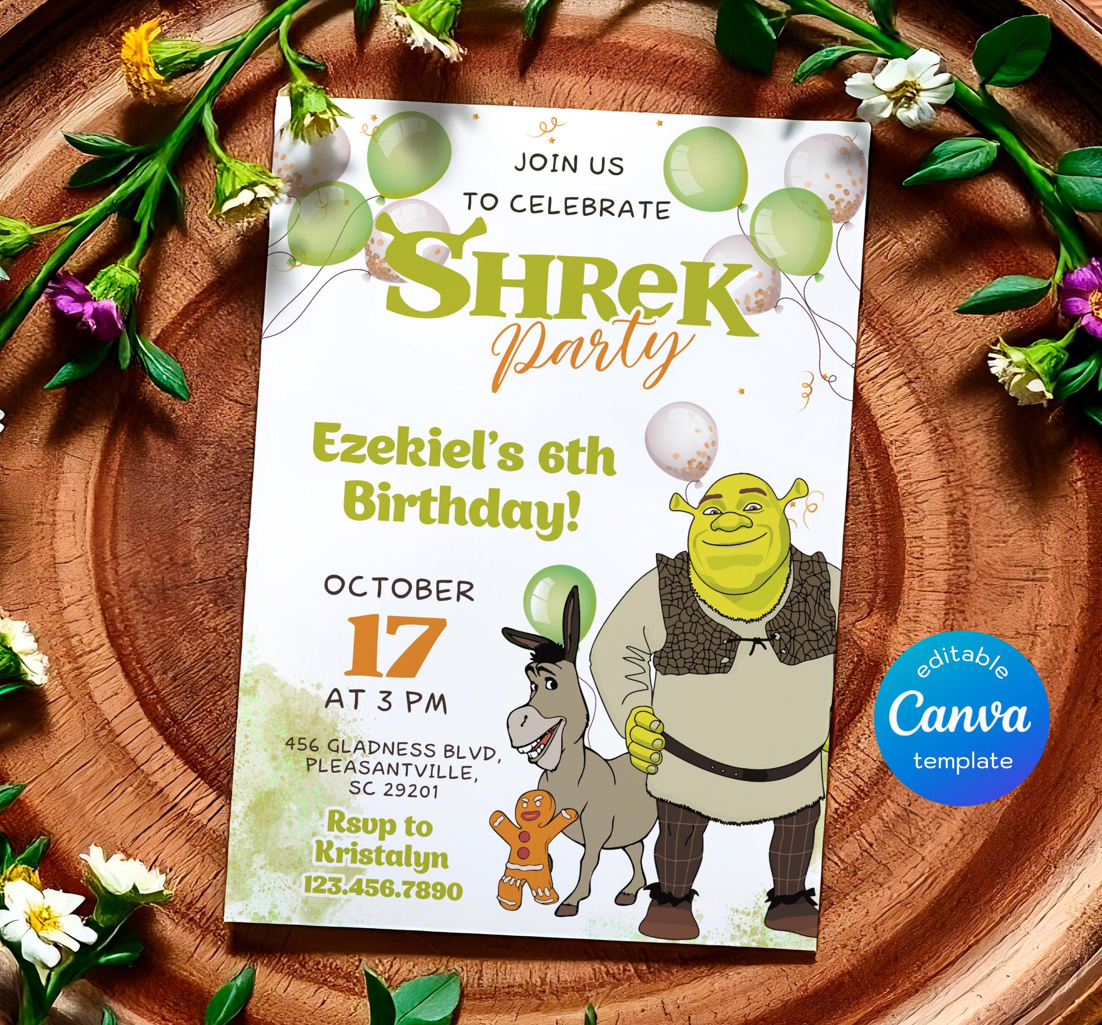 Shrek Birthday Invitation, Printable Shrek Invitation, Fiona Party ...