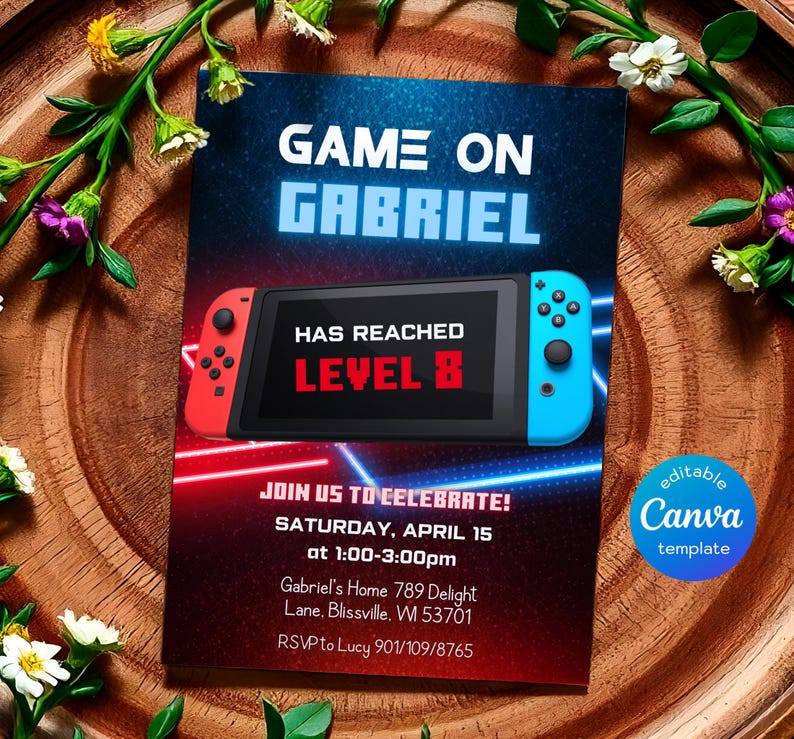 Editable Switch Invite, Printable Gamer Birthday Invitation, Video Game ...