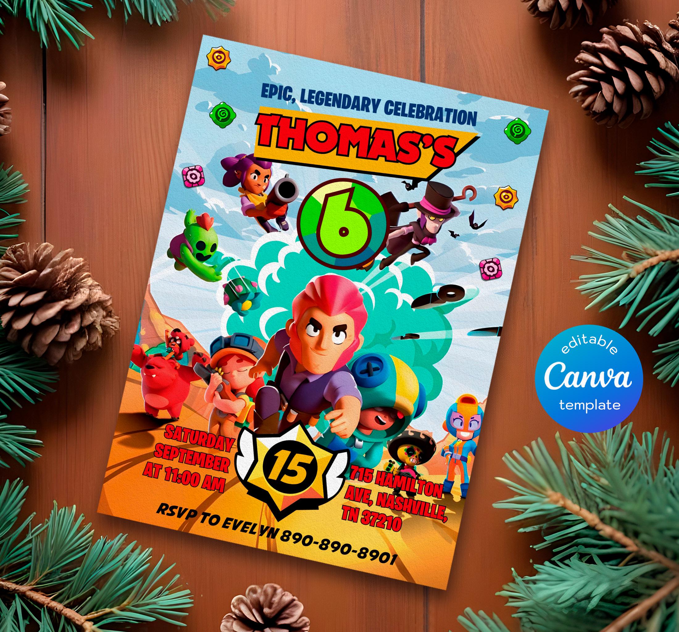 Brawl Stars Invitation, Gamer Invite, Printable Editable Video Game ...