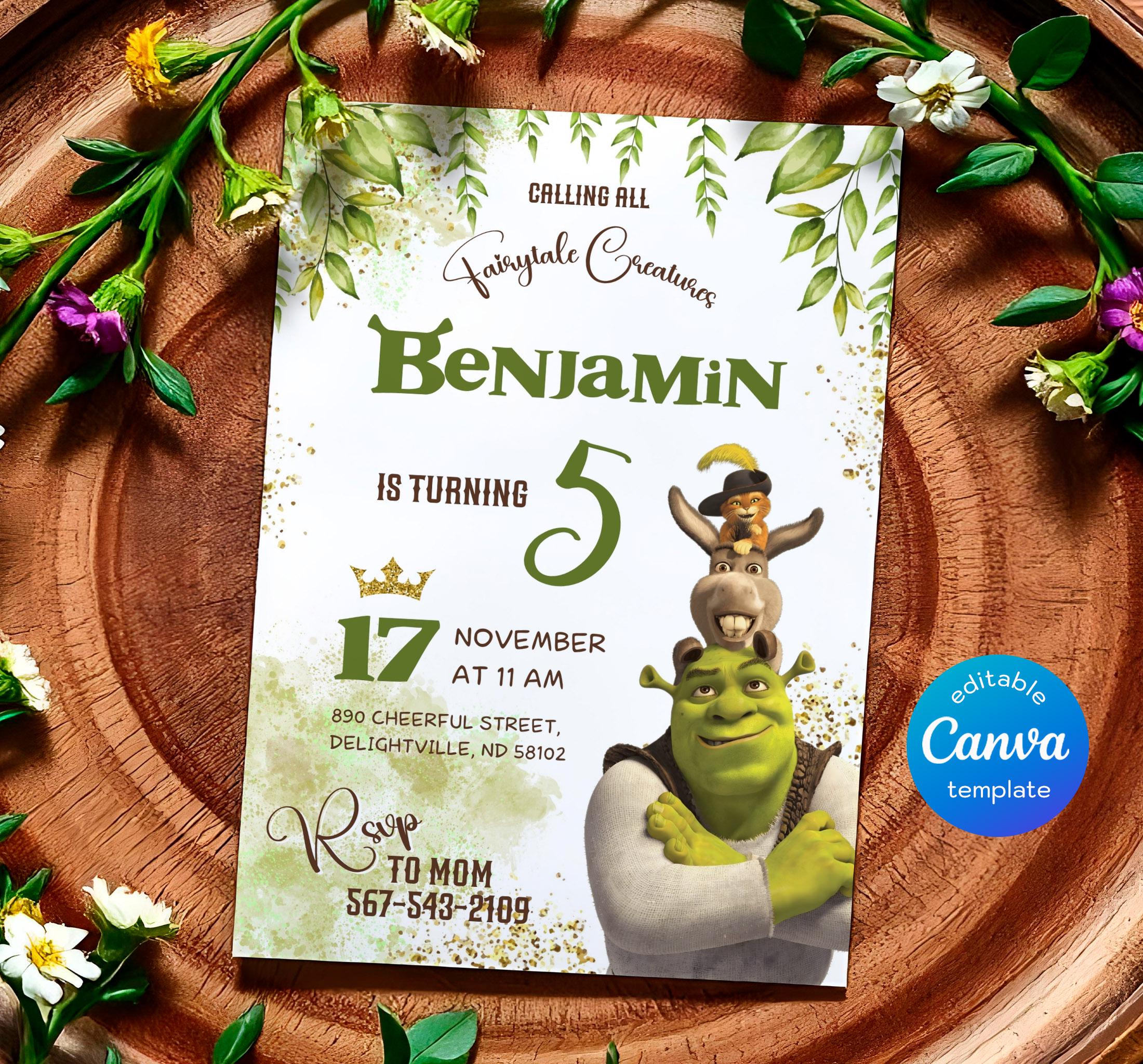 Shrek Birthday Invitation, Printable Shrek Invitation, Fiona Party ...