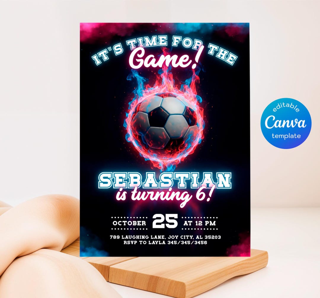 Soccer Invitation, Champions League Birthday Invitation Template, FIFA ...