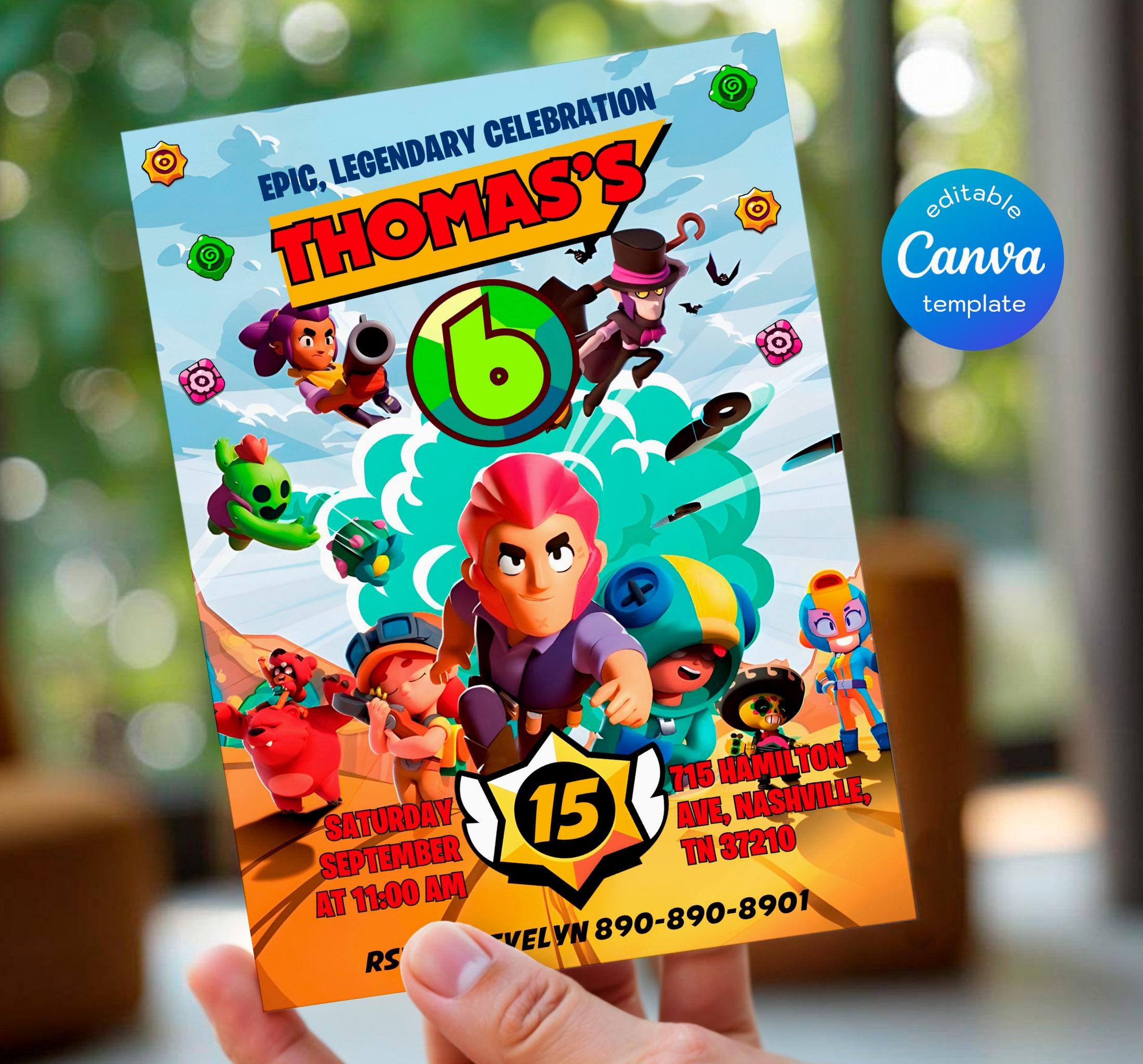 Brawl Stars Invitation, Gamer Invite, Printable Editable Video Game ...