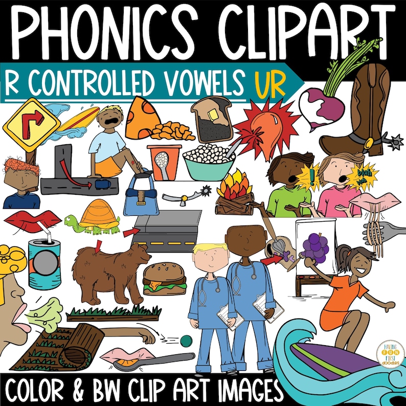 R-controlled Vowel UR Word Clipart for Phonics Activities – Science of ...