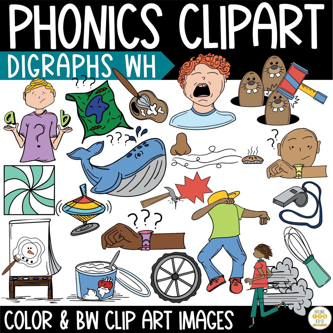 Digraphs Clipart WH Phonics Images Science of Reading Clip Art - Etsy