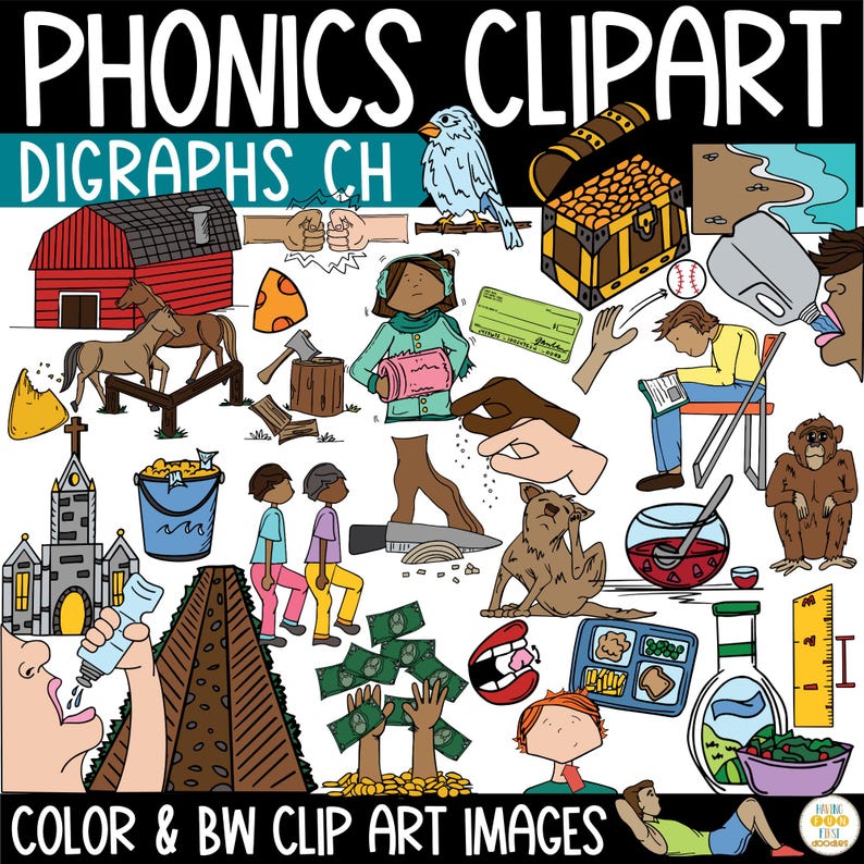 Digraphs Clipart CH Phonics Images – Science of Reading Clip Art - Etsy