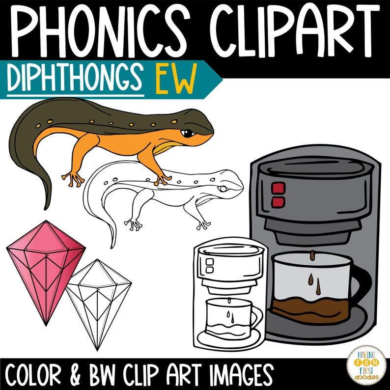 Diphthongs EW Words Clipart for Phonics Activities – Science of Reading ...