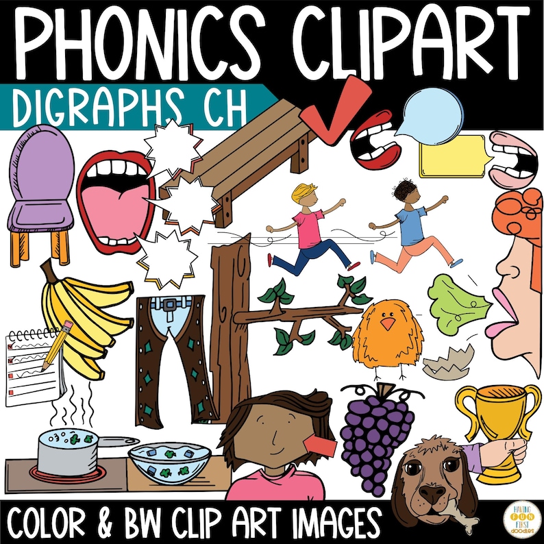 Digraphs Clipart CH Phonics Images – Science of Reading Clip Art - Etsy
