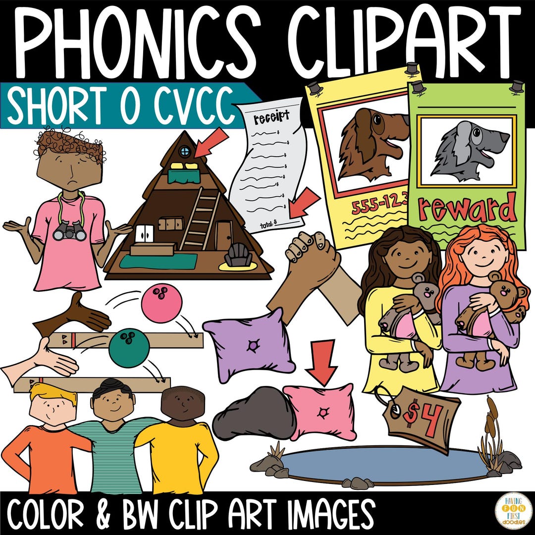 CVCC Short O Words Clipart for Phonics Activities – Science of Reading ...