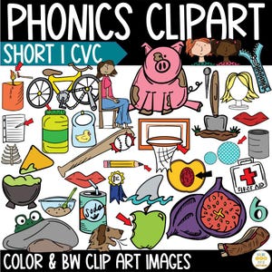 CVC Short I Words Clipart for Phonics Activities – Science of Reading ...