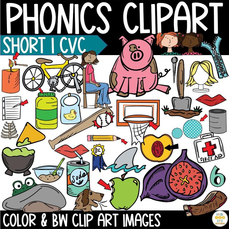 CVC Short I Words Clipart for Phonics Activities – Science of Reading ...
