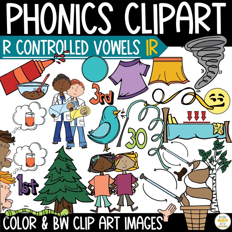 R-controlled Vowel IR Word Clipart for Phonics Activities – Science of ...