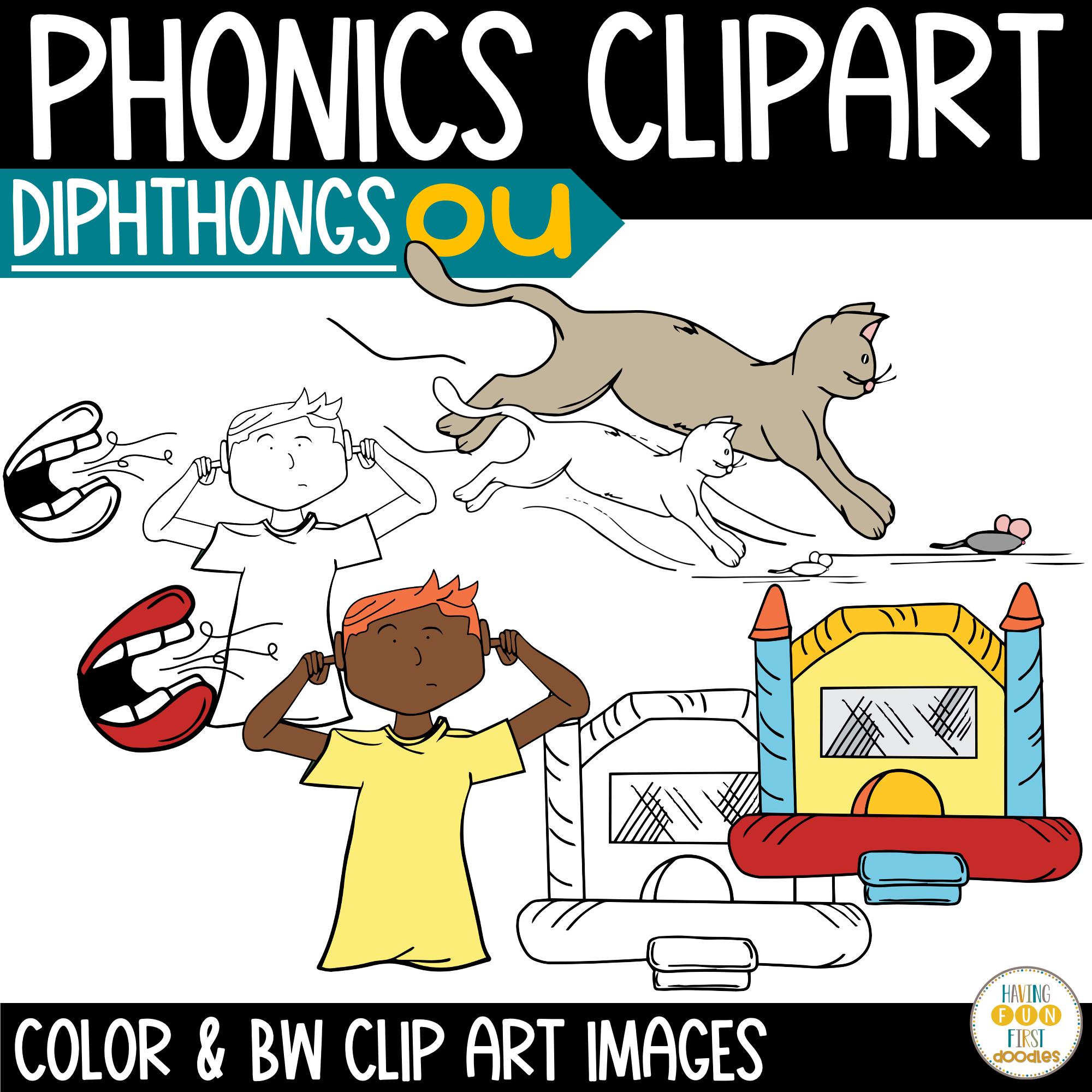 Diphthongs OU Words Clipart for Phonics Activities – Science of Reading ...