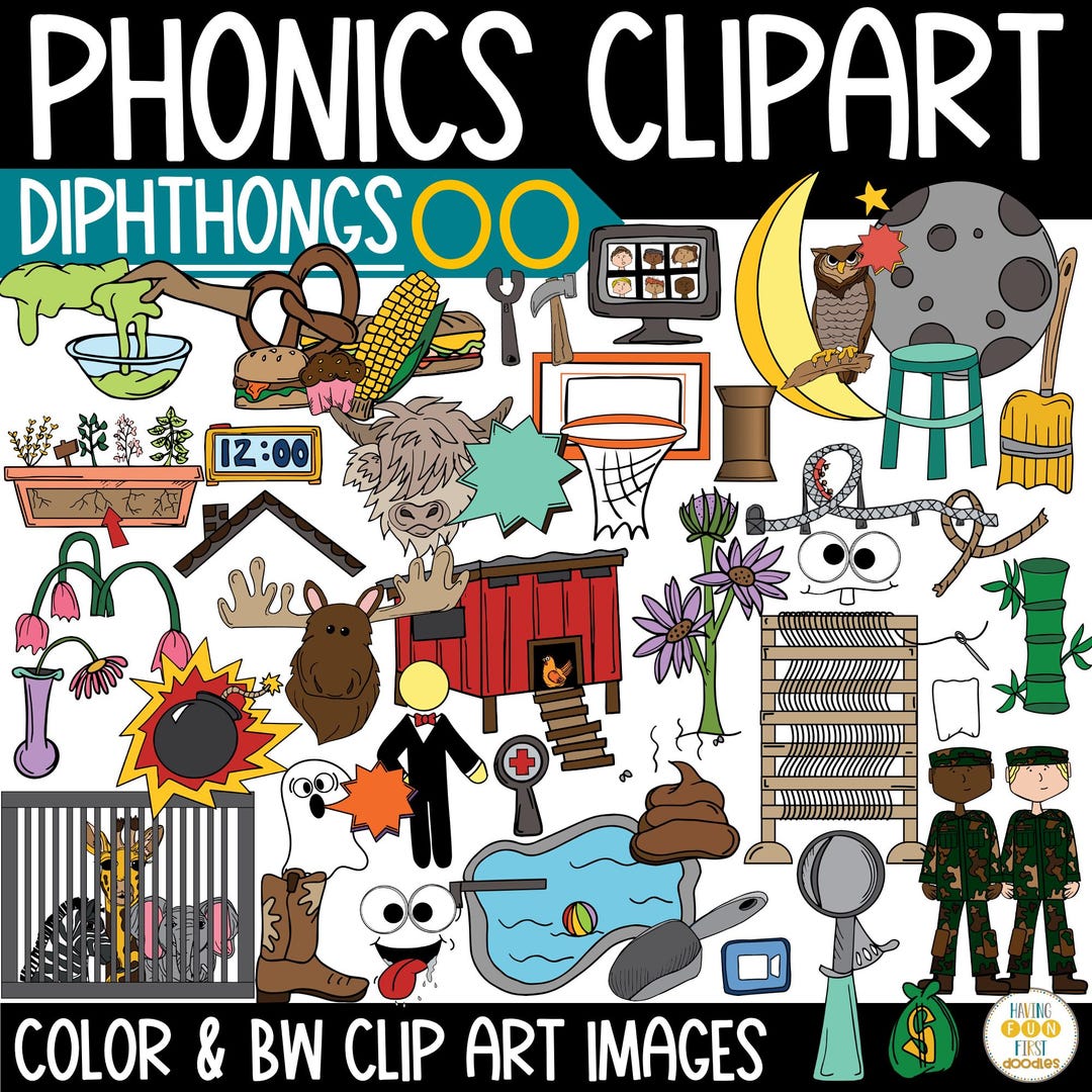 Diphthongs OO Long O Words Clipart for Phonics Activities – Science of ...