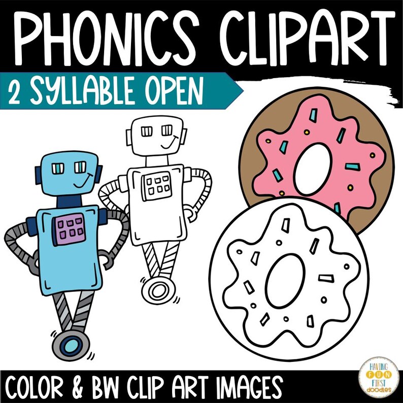 Two Syllable Words Clipart Open Syllables Images Science of Reading - Etsy