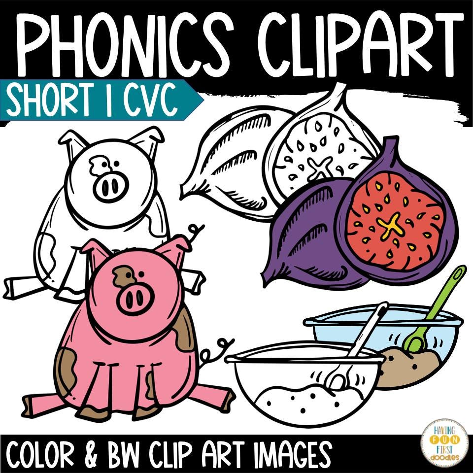 Short I CVC Words Clipart Phonics Short Vowel I Images Science of ...