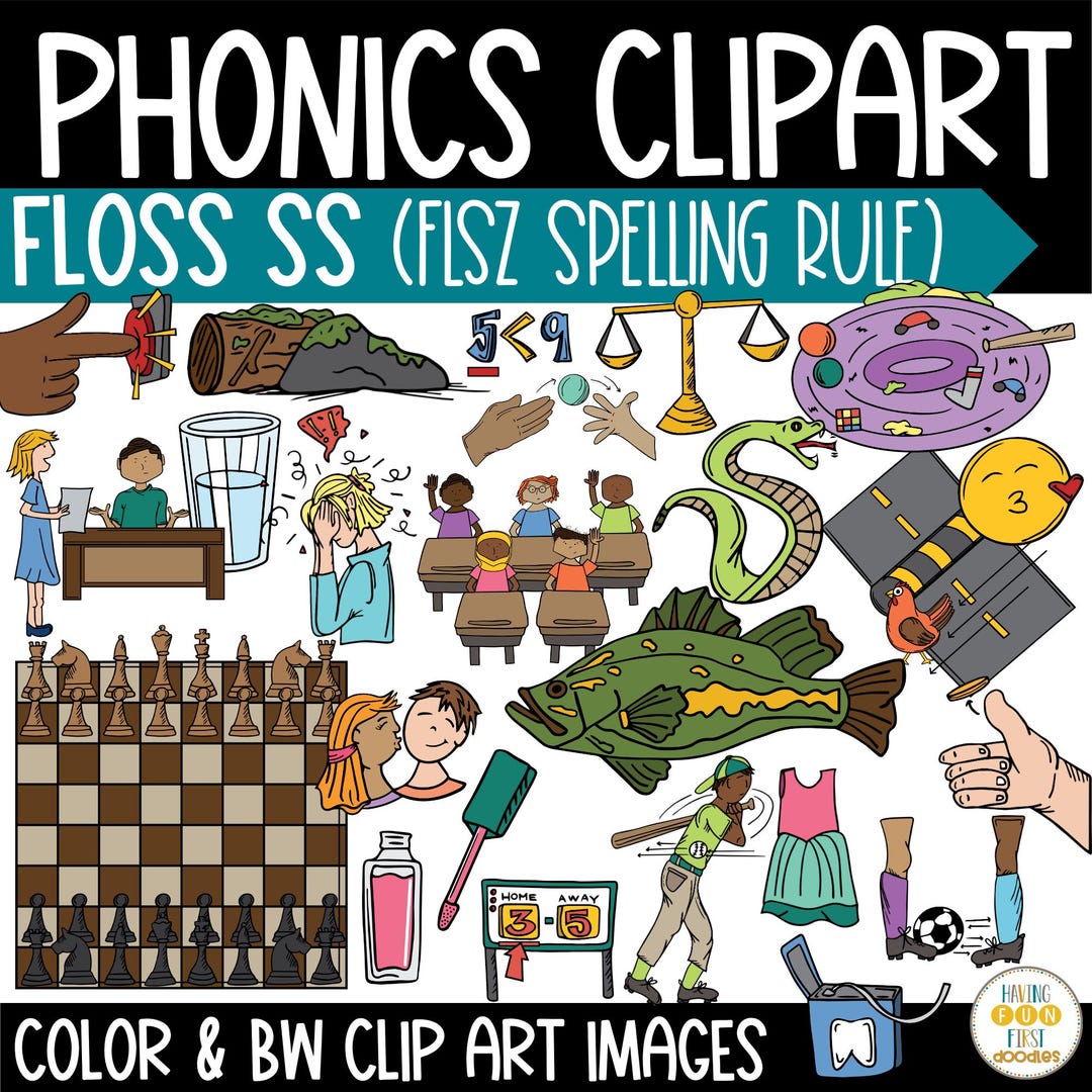 FLOSS Spelling Rule SS Words Clipart for Phonics Activities – Science ...