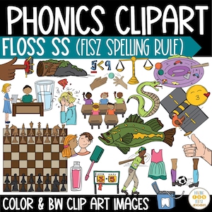 FLOSS Spelling Rule SS Words Clipart for Phonics Activities – Science ...