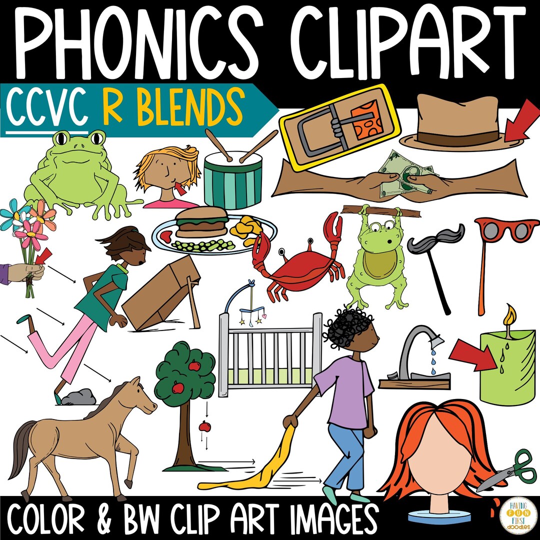 CCVC Beginning R Blend Word Clipart for Phonics Activities – Science of ...