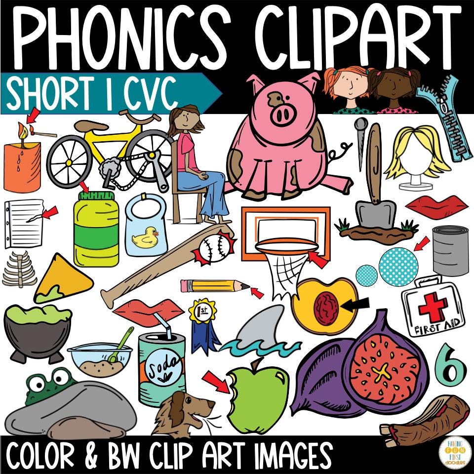 Short I CVC Words Clipart Phonics Short Vowel I Images Science of ...