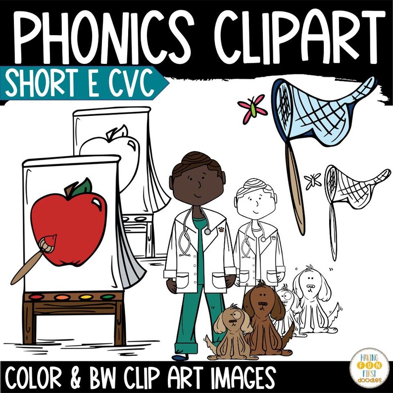 CVC Short E Words Clipart for Phonics Activities – Science of Reading ...