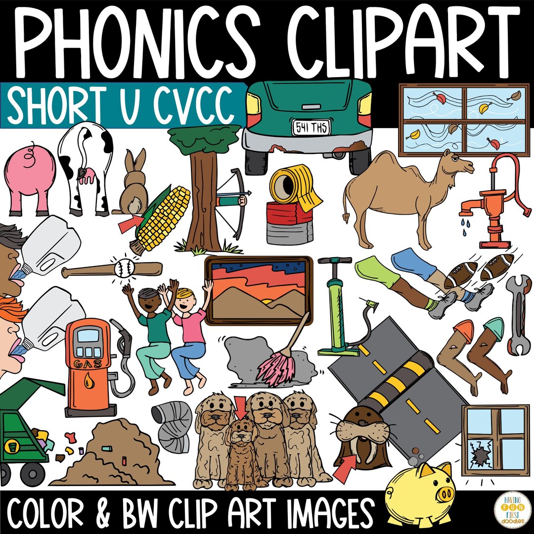 CVCC Short U Words Clipart for Phonics Activities – Science of Reading ...