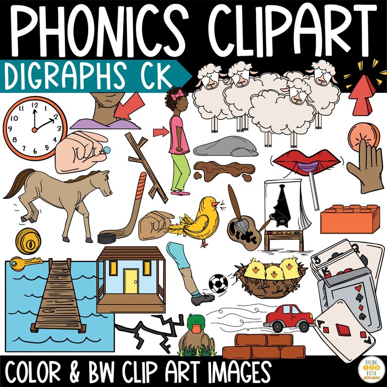 Digraphs Clipart CK Phonics Images – Science of Reading Clip Art - Etsy