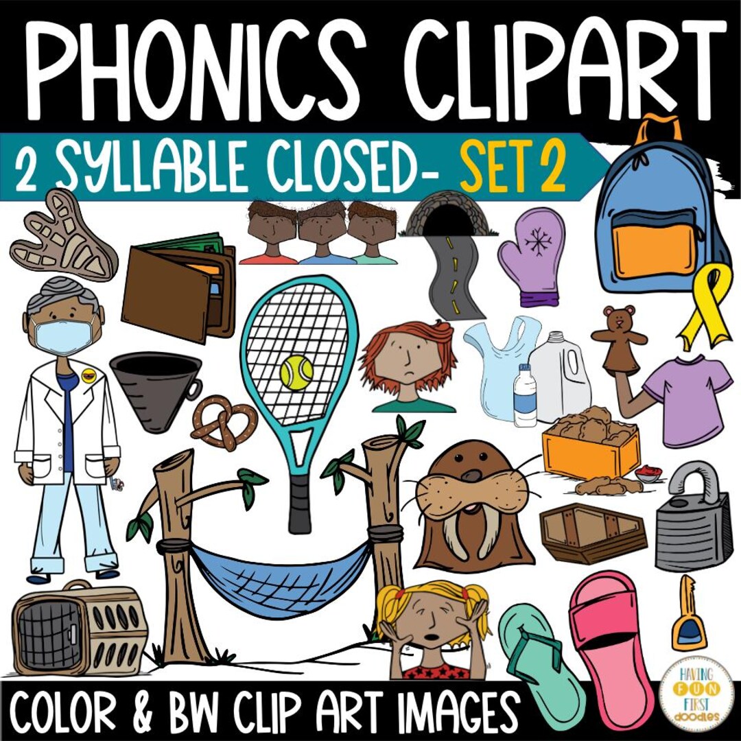Two Syllable Words Clipart Closed Syllables Images Science of Reading ...