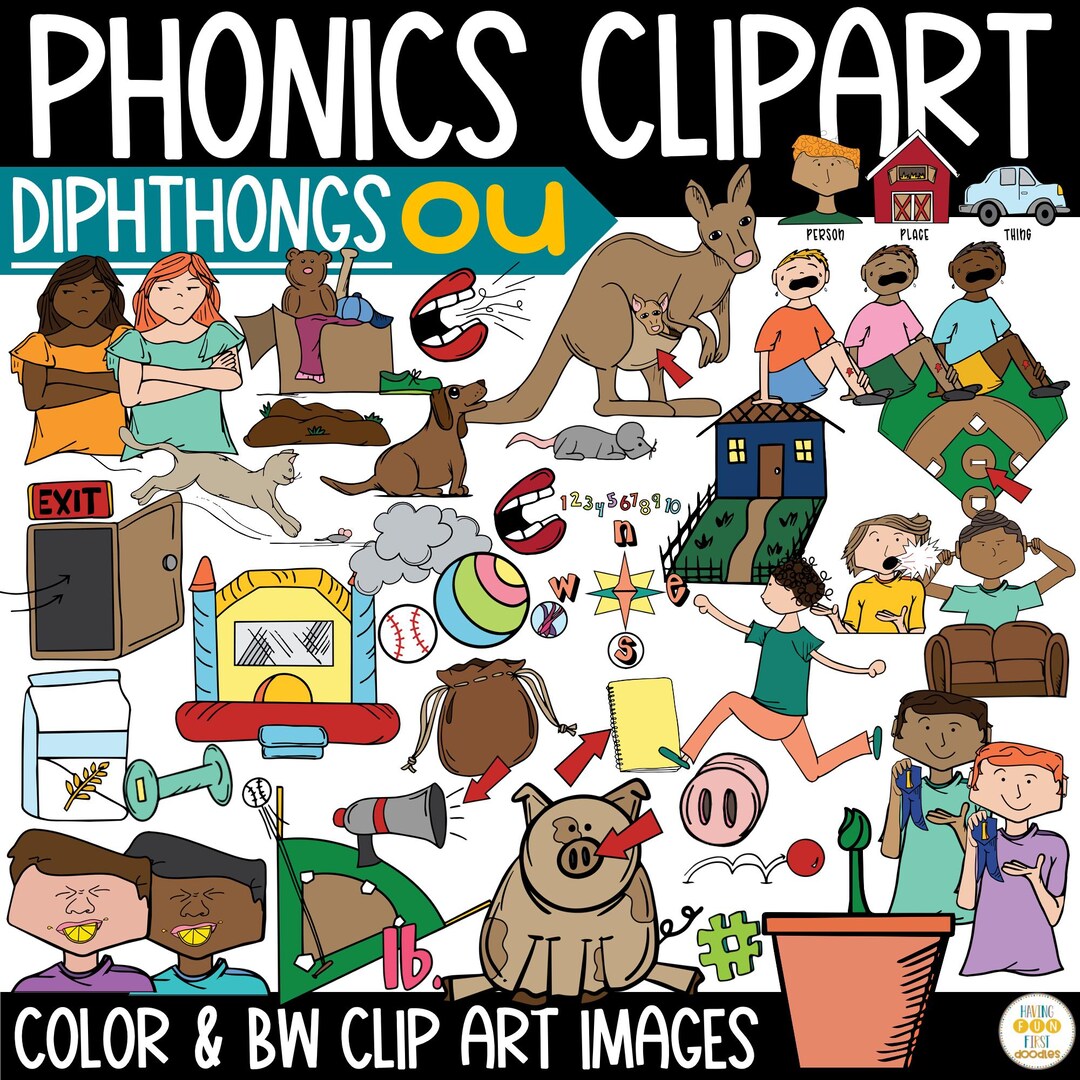 Diphthongs OU Words Clipart for Phonics Activities – Science of Reading ...