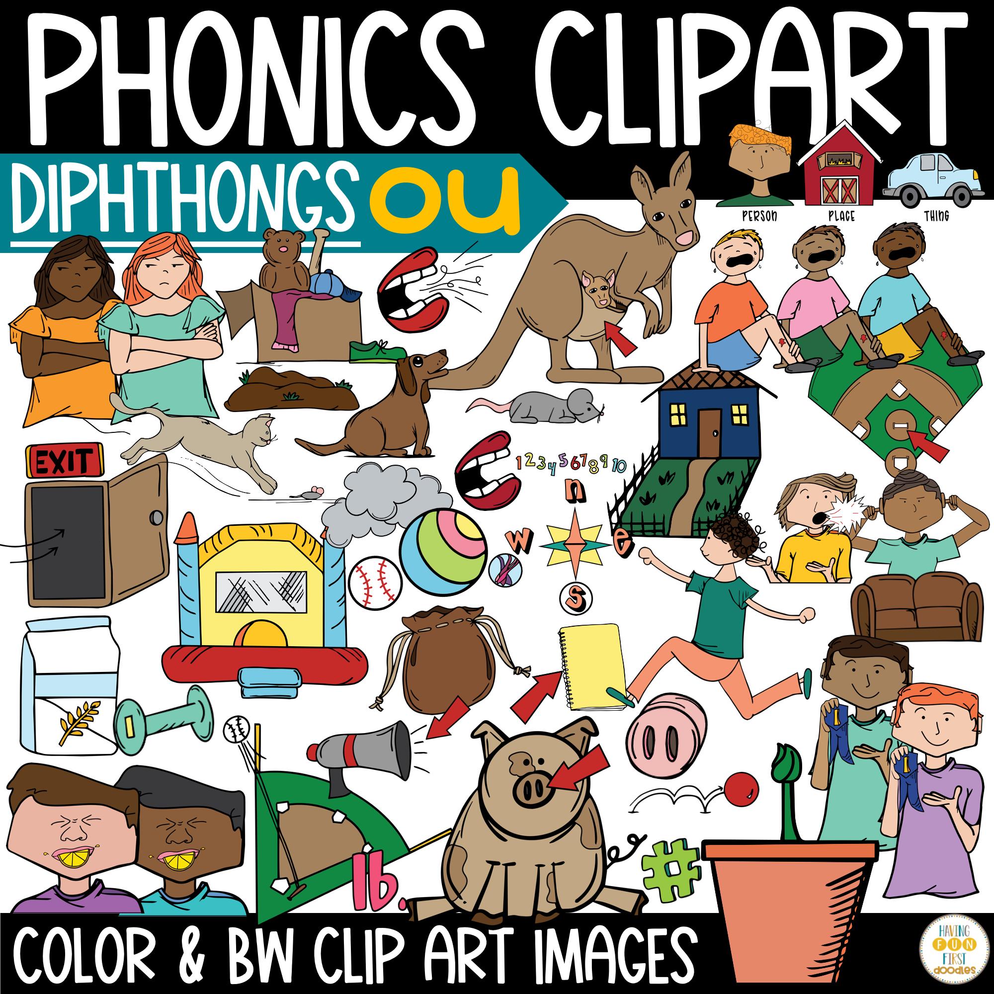 Diphthongs OU Words Clipart for Phonics Activities – Science of Reading ...