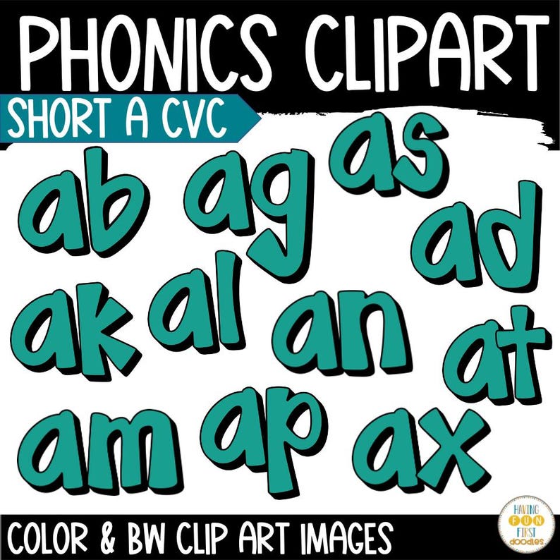 Short A CVC Words Clipart Phonics Short Vowel A Images Science of ...