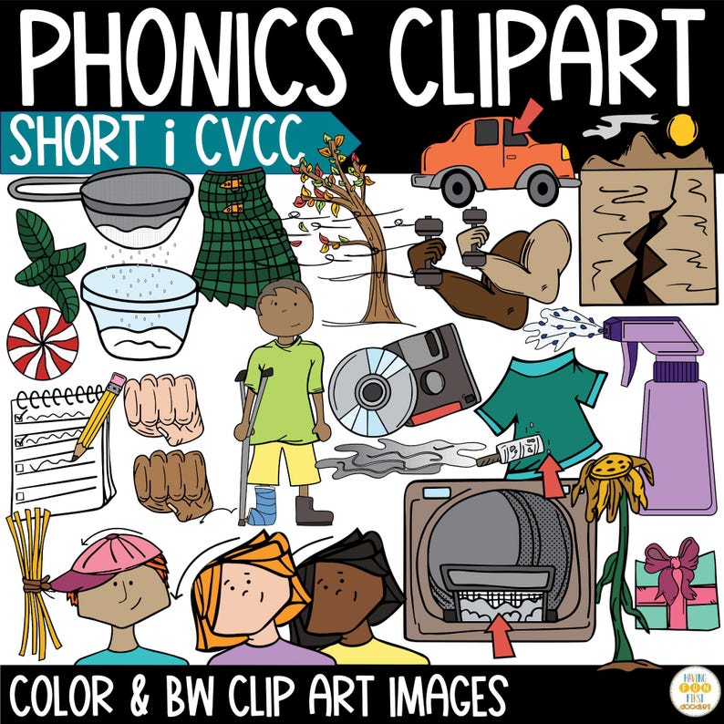 CVCC Short I Words Clipart for Phonics Activities – Science of Reading ...