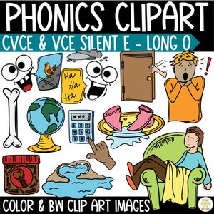 CVCE VCE Long O Words Clipart for Phonics Activities Silent E / Magic E ...