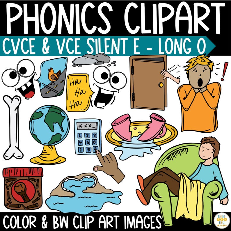 CVCE VCE Long O Words Clipart for Phonics Activities Silent E / Magic E ...