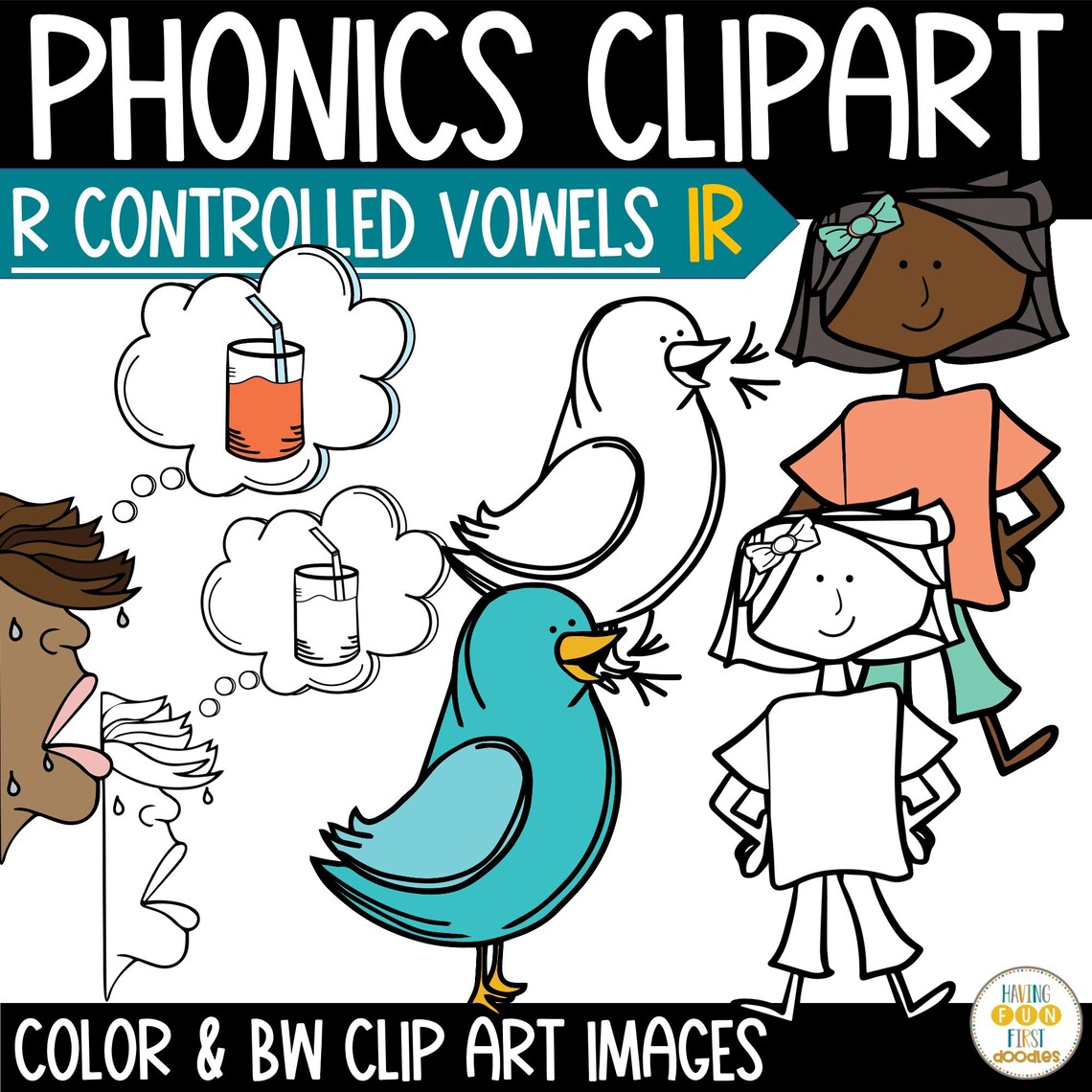 R-controlled Vowel IR Word Clipart for Phonics Activities – Science of ...