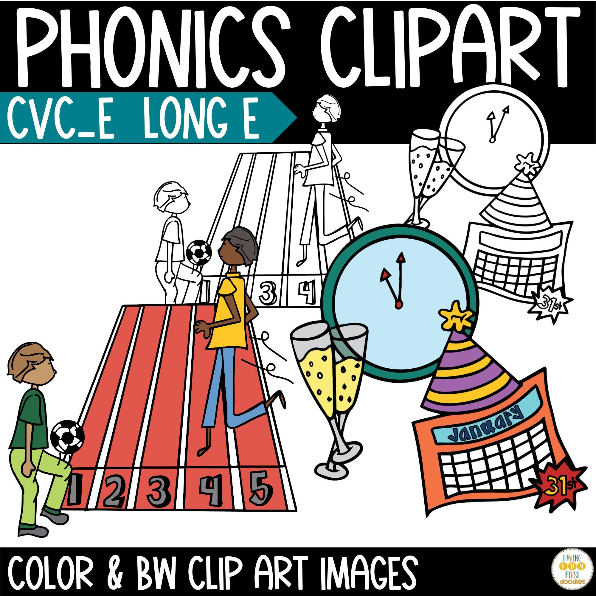 CVCE VCE Long E Words Clipart for Phonics Activities Silent E / Magic E ...