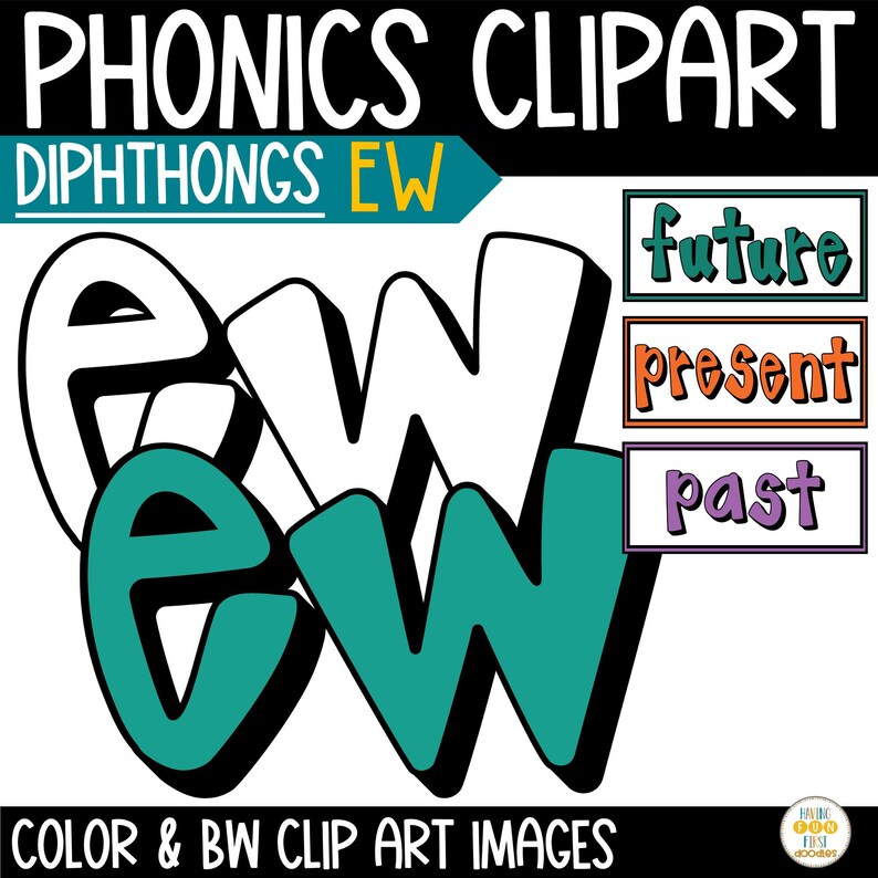 Diphthongs EW Words Clipart for Phonics Activities – Science of Reading ...