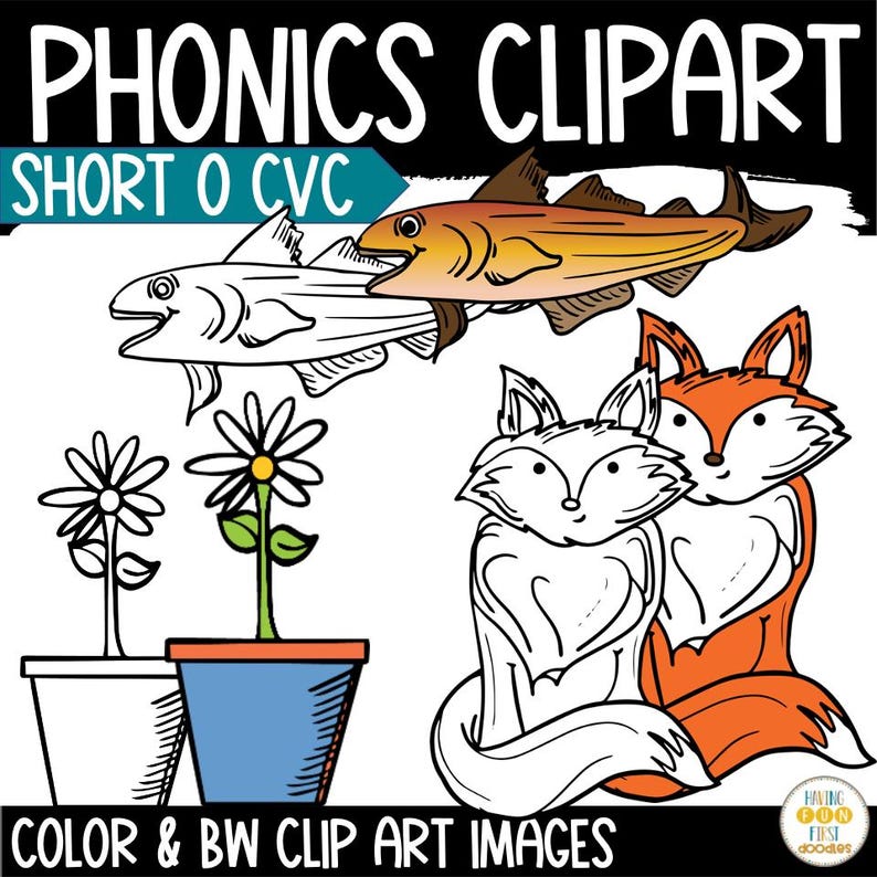 Short O CVC Words Clipart Phonics Short Vowel O Images Science of ...