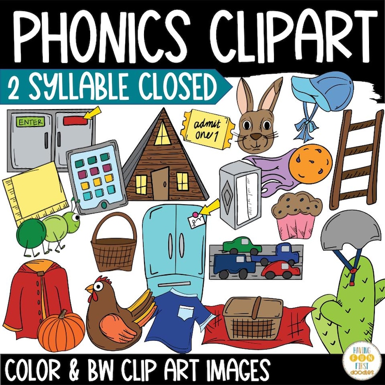 Two Syllable Words Clipart Closed Syllables Images Science of Reading ...